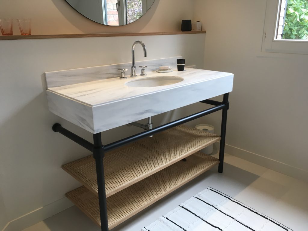 tablettes sous lavabo - L'Art du Cannage